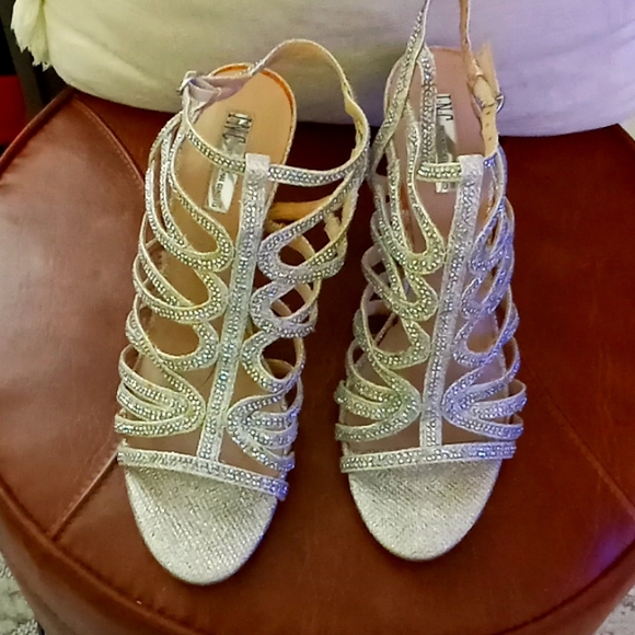 INC International Concepts | Shoes | Silver Beaded Evening Sandals ...